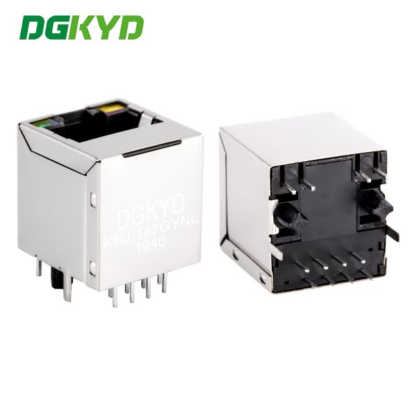 Quality High Performance 180 Degree Top Entry RJ45 Jack With Transformer Cat 5 KRJ-187GYNL for sale
