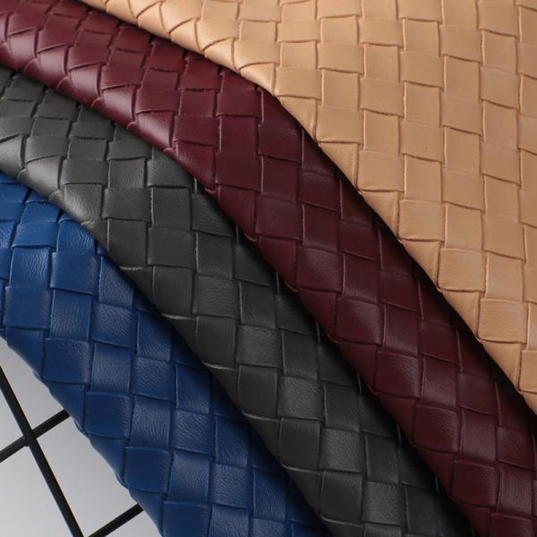 Quality Soft and Durable Embossed Woven Handbag PVC Faux Leather Fabric for sale