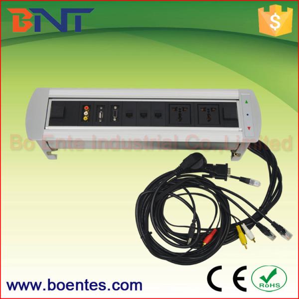 Quality USB / RJ45 / VGA Rotating Power Socket Tabletop Interconnect Box for sale