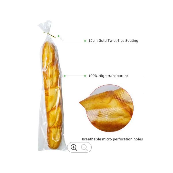 Quality Reusable Breathable Plastic Bread Bags Micro Perforated Recycled PP Bread Bag for sale