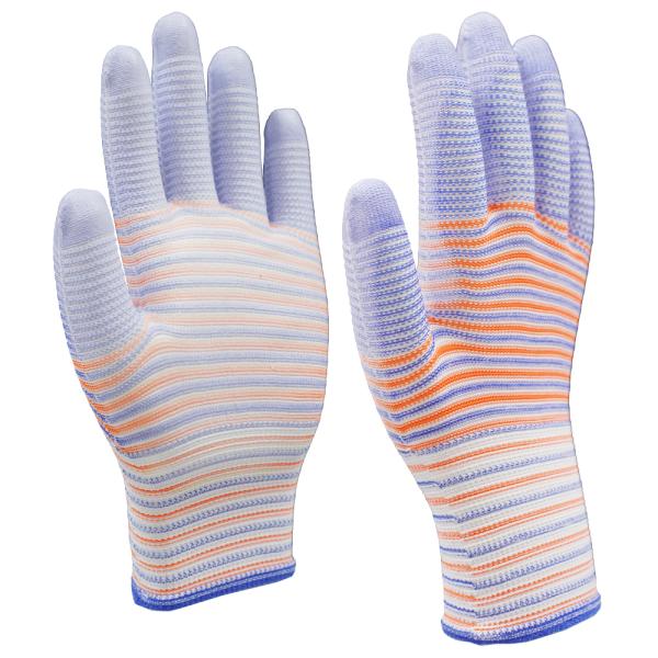 Quality 13 Gauge Polyester PU Palm Coated Gloves With Zebra Design for sale