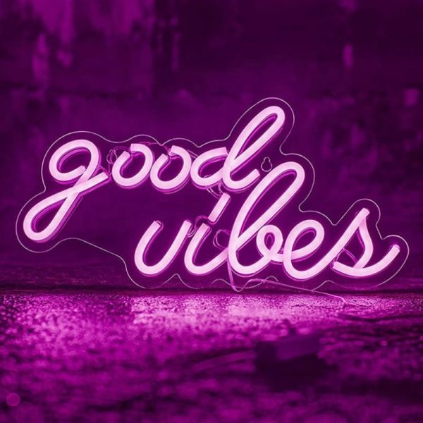 Quality Power Consumption 0 Good Vibes Neon Sign LED Neon Lights for Bedroom 16.1 x 8.3 for sale