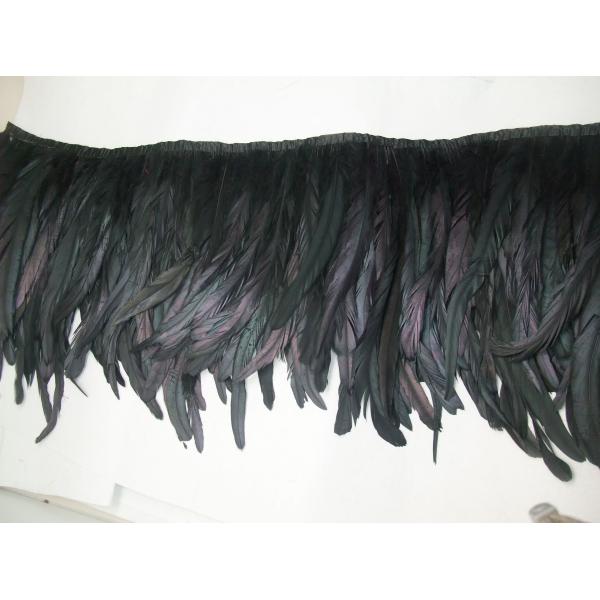 Quality Black Rooster Cock Coque Feather Trim With Satin Ribbon Tapes And Chicken for sale