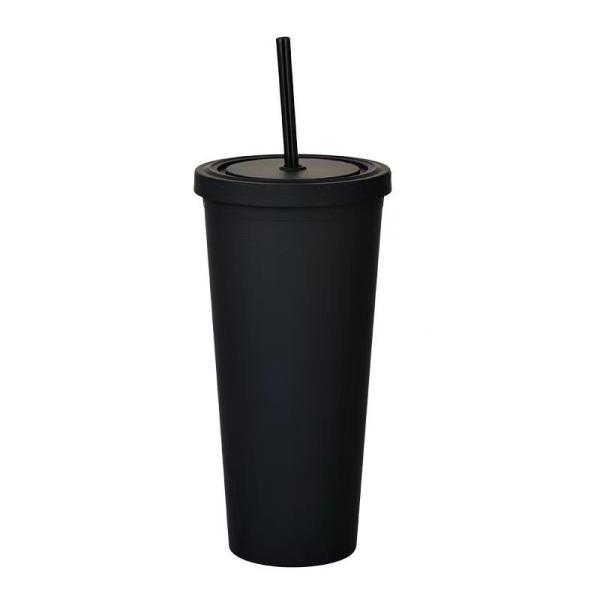 Quality Lightweight  Candy Color Skinny 22 Oz Plastic Tumbler Clear Double Wall Acrylic Tumblers With Straw 450/700ml Large Capacity Leak Proof Design for sale