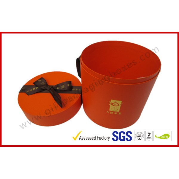 Quality Round Luxury Gift Boxes / PVC Lamination Ribbon Gift Cylinder for sale