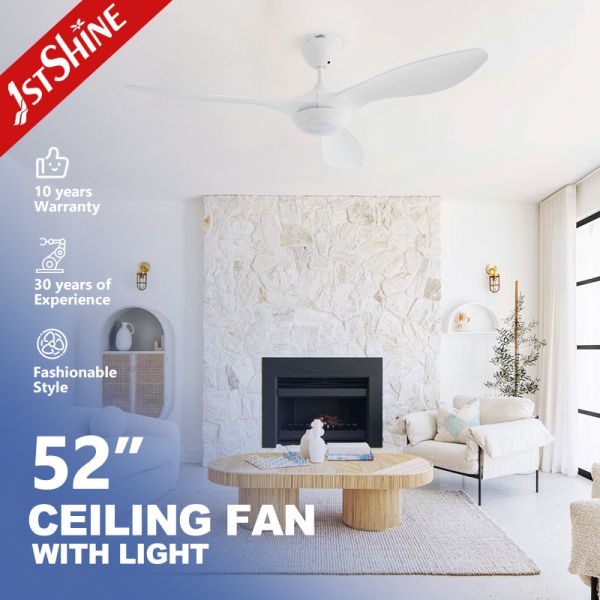 Quality 52 Inch White Ceiling Fan With Dimmable LED Light And Remote Control DC Motor for sale