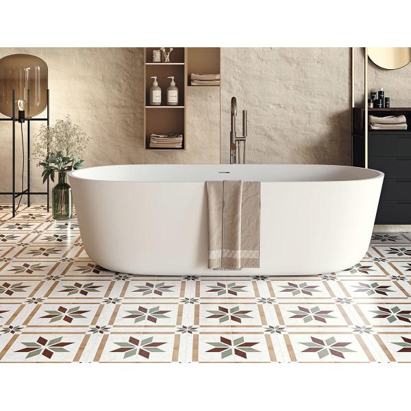 Quality AAA 20x20cm Porcelain Floor Tile 8.5mm White Body Green Orange for sale