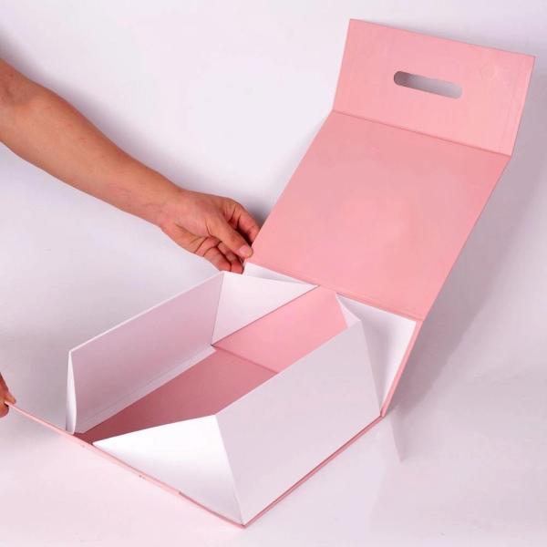 Quality Pink Magnetic C1S C2S Foldable Packaging Box With Ribbon Closure for sale
