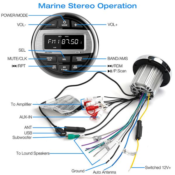 Quality GRANDnavi Universal Marine Stereo Single Din Waterproof Level IPX5 MP3 for sale