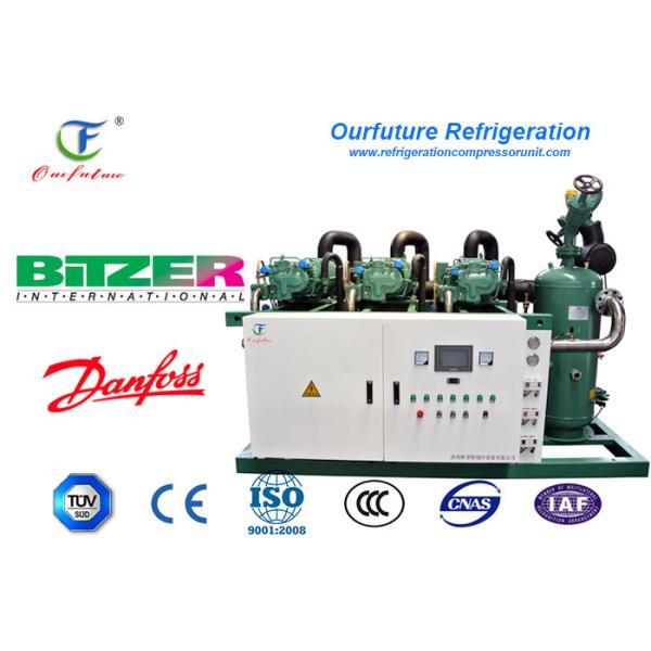 Quality R404a HSK7471-75 screw type parallel compressor racks for -18 degree cold for sale