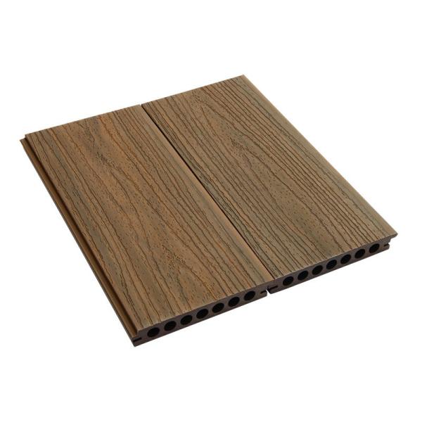 Quality Teak Yard Wood Plastic Capped Composite Deck 157*22mm No Crack Decking for sale
