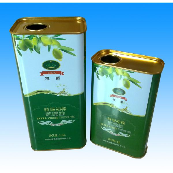 Quality 1.75L Large Rectangular Metal Tins Olive Oil Packaging Tin Cans for sale