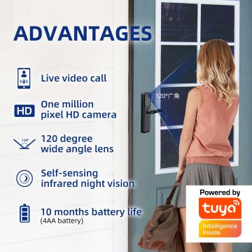 Quality Waterproof Fingerprint Smart Camera Door Lock With Video Dobell for sale