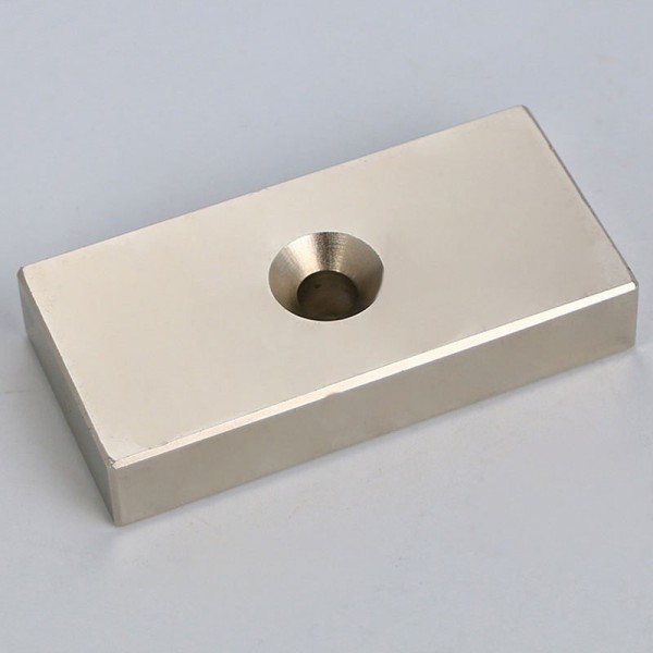 Quality NdFeB rare earth magnet magnet with hole special-shaped counterbore shape square Ni coating strong magnet for sale