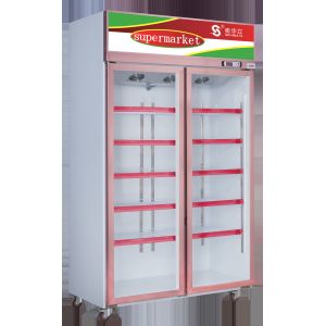 Quality 910L 220V 2 Door Glass Door Freezer Convenient Double Door Display Freezer for sale