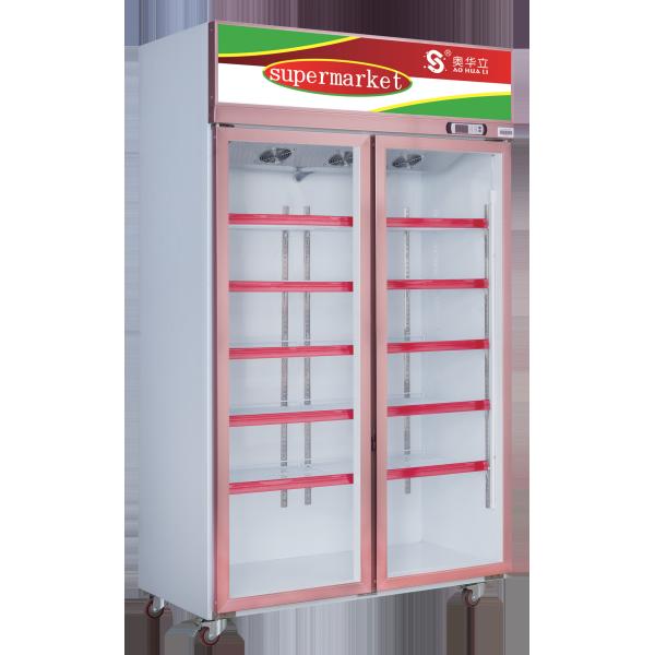 Quality 910L 220V 2 Door Glass Door Freezer Convenient Double Door Display Freezer for sale