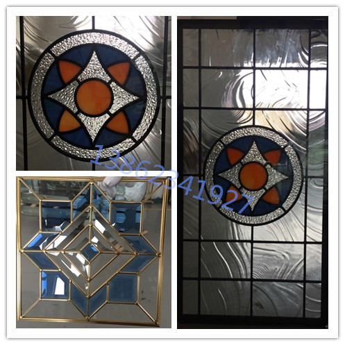 Quality 650MM 35CM Stained Diamond Leaded Glass Cabinet Windows Satin Nickel for sale