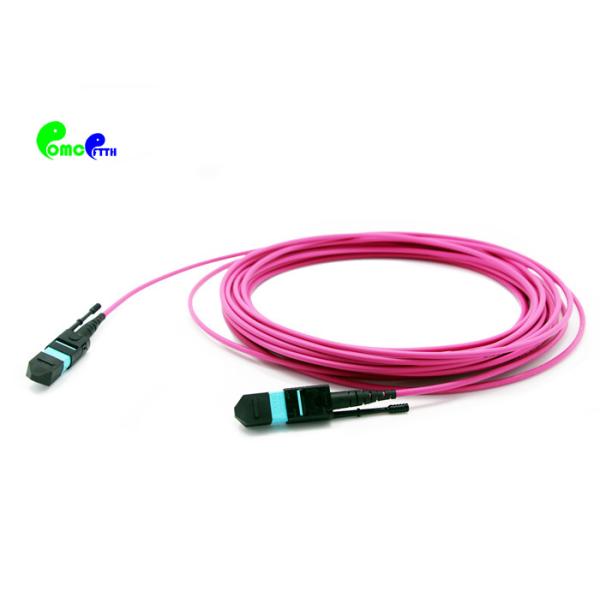 Quality MTP Trunk Cable OM4 12F 3.0mm MTP Female 50 / 125μm With Push / Pull Tab Magenta for sale