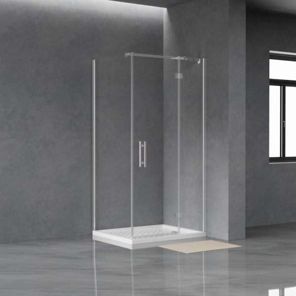 Quality Blue Matt Tempered Glass Shower Enclosure with Hinges and Nano Coating on Both Sides for sale