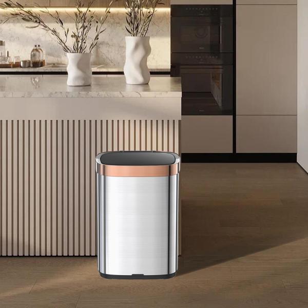 Quality Big Volume Steel Automatic Sensor Trash Bin Open Top Touchless Trash Can for sale