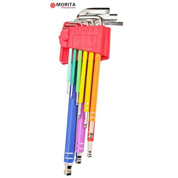 Quality Screwdriver and socket set Multi Colour Ball End Allen Key Set 9 Pce CR-V Steel for sale