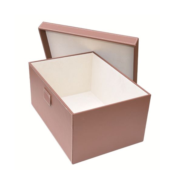 Quality MJMHD DG-H002 Decorative Storage Boxes with Lids, Faux Leather Closet Organization Bins, Handcrafted Elegant Storage for Wardrobe Shelf, Brown​ for sale