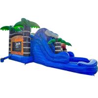 Quality Kids Playground Inflatable Bounce House with Slide Pool and Palm Tree for sale