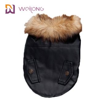 Quality Customized Faux Fur Leatheret Pet Coat Dog Winter Clothes for sale
