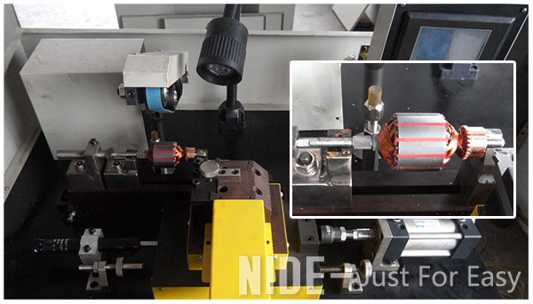 armature commutator skimmer and turning machine