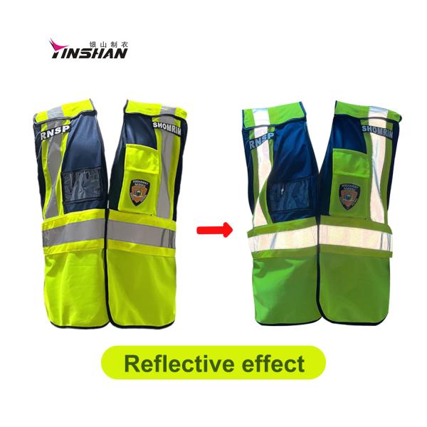 Quality Fluorescent Yellow Customized Logo High Visibility Reflective Vest for Security for sale