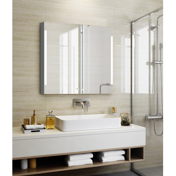 Quality Motion Sensor Rectangle LED Clock Medicine Cabinet Private Label for Bedroom for sale