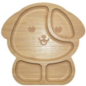 Quality MHCsilicon Bamboo Baby Plate BPA Free Divided Suction Dining Wooden Food Bamboo for sale