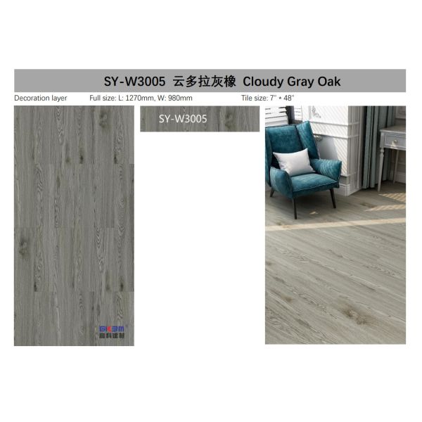 Quality 5mm SPC Flooring For Bathroom Cloudy for sale