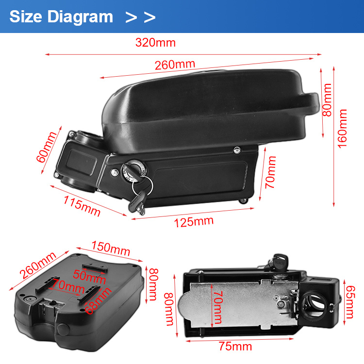 24V 8ah 9ah 10ah 12ah 20ah 18650 Lion 500W 1000W Ebike Electric Bicycle Rechargeable Lithium E--Bike Battery Pack Frog shape Li-ion 24V 10Ah Charger included