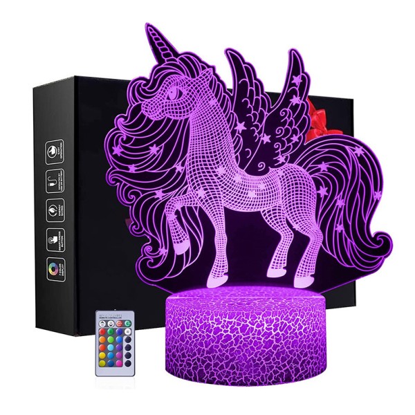Quality 2W 170mm 3D LED Night Light Birthday Gift 3D Unicorn Lamp for sale