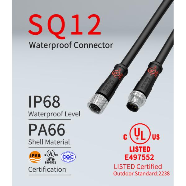 Quality LED 2pins M12 Turning PA66 Waterproof Circular Connector IP68 for sale