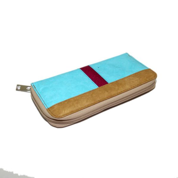 Quality Blue Women Luxury Custom Printed Tyvek Wallets Purse Material With Zipper for sale