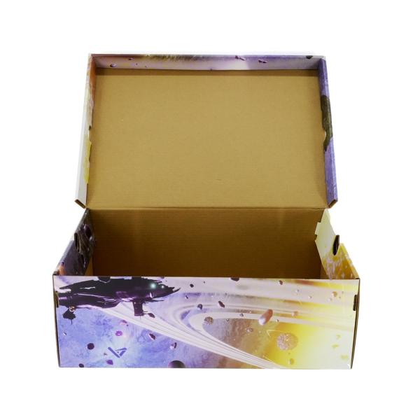 Quality Purple Color Print Empty Corrugated Cardboard Shoe Display Box Luxury Foldable for sale
