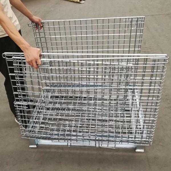 Quality Stackable 4 High Storage Wire Mesh Pallet Cage Auto Parts Storage Cages for sale