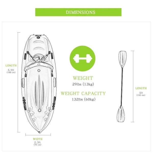 Quality Standard Features 1 Person Sit On Top Kayak for Water Sport Fishing Includes for sale