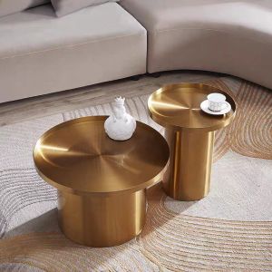 Quality Gleam Brass Nordic Style Coffee Table , Minimalist Stainless Steel Bedside Table for sale