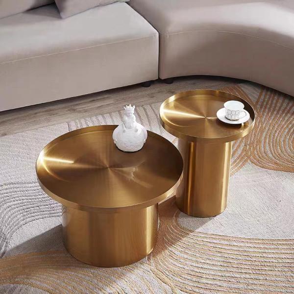 Quality Gleam Brass Nordic Style Coffee Table , Minimalist  Stainless Steel Bedside Table for sale