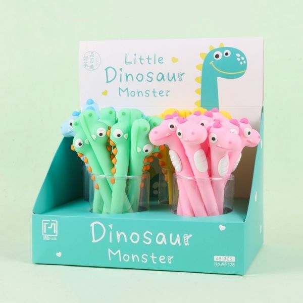 Quality Unique Design Cartoon Crocodile Dinosaur Silicone Gel Pens for Kids for sale