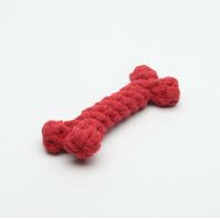 Quality Tough Cotton Lovely Dog Rope Bone / Red Puppy Rope Chew Toys 16cm Size for sale
