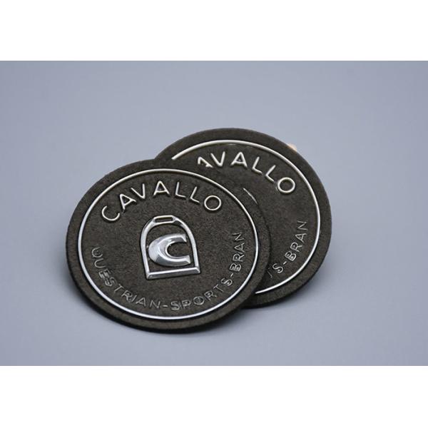 Quality Microfiber Material Embossed Patches With Custom Silver Logo for sale