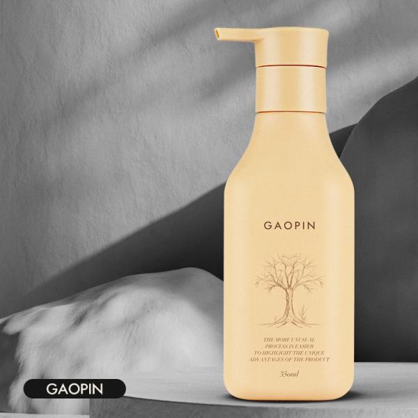 Quality 350ml Plastic Shampoo Bottles Lotion Cosmetic Packaging With Gold Pump for sale