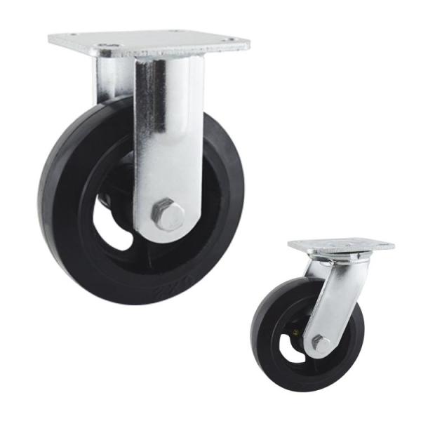 Quality Rubber 150mm 510lbs Loading Heavy Duty Casters With Side Brake for sale
