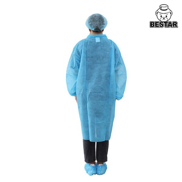 Quality 35gsm Cleanroom PP Disposable Lab Coat Visitor Gown for sale