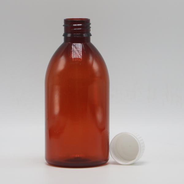 Quality 250ml Round Amber Prescription Pharmacy PET Liquid Medicine Scaled Container for sale