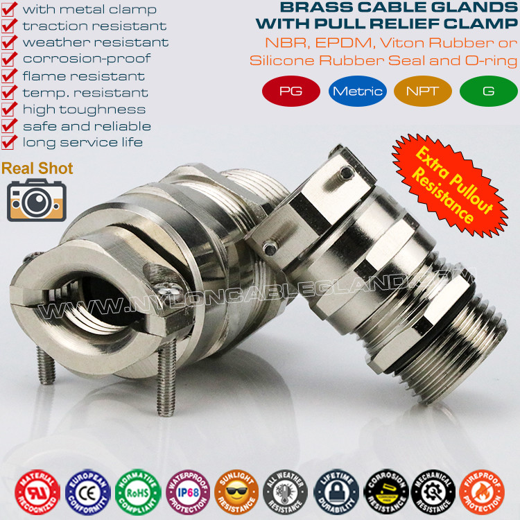 Metal Strain Relief Stress Relief PG Cable Gland, Brass Metric Cable Gland with Traction Relief (Pull Relief)